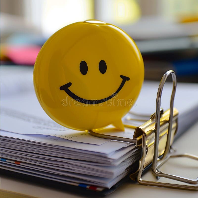 Smiley Face Organizing Documents with a Paperclip Stock Illustration ...