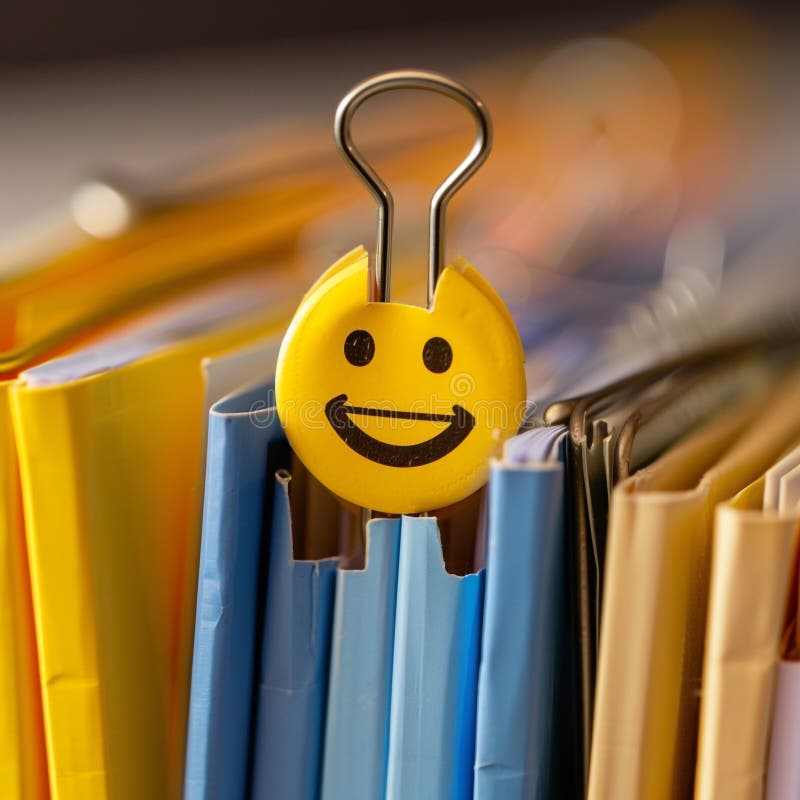 Smiley Face Organizing Documents with a Paperclip Stock Illustration ...