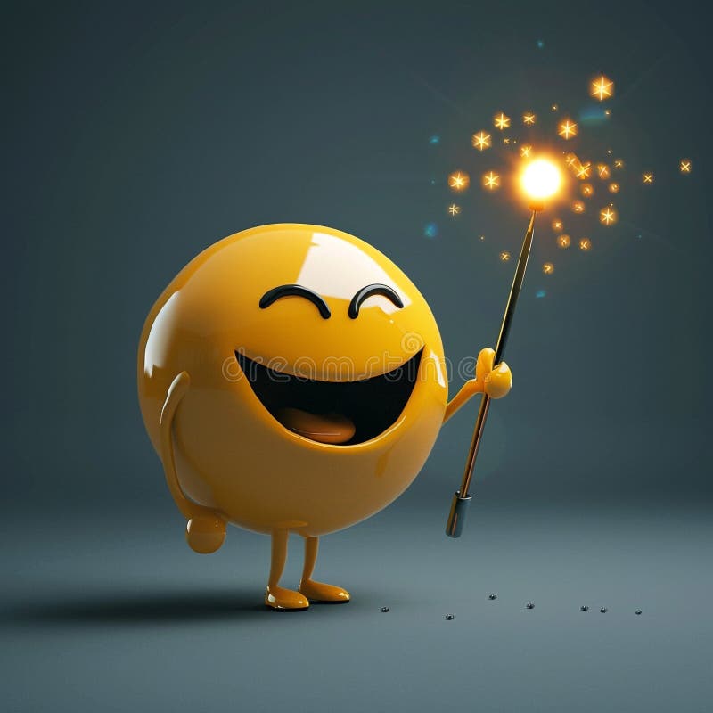 Smiley Face Performing Magic Trick with a Wand Stock Illustration ...
