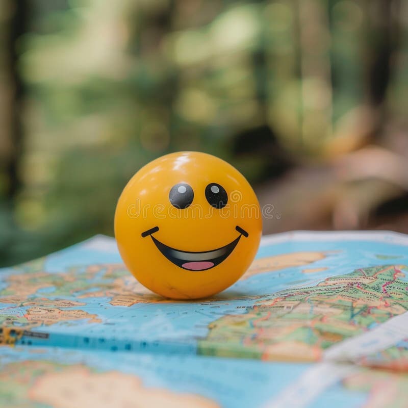 Smiley Face Planning Adventure with Map Stock Illustration ...