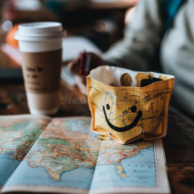 Smiley Face Planning Adventure with Map Stock Illustration ...