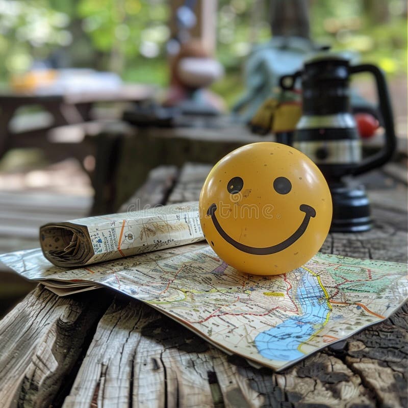 Smiley Face Planning Adventure with Map Stock Illustration ...