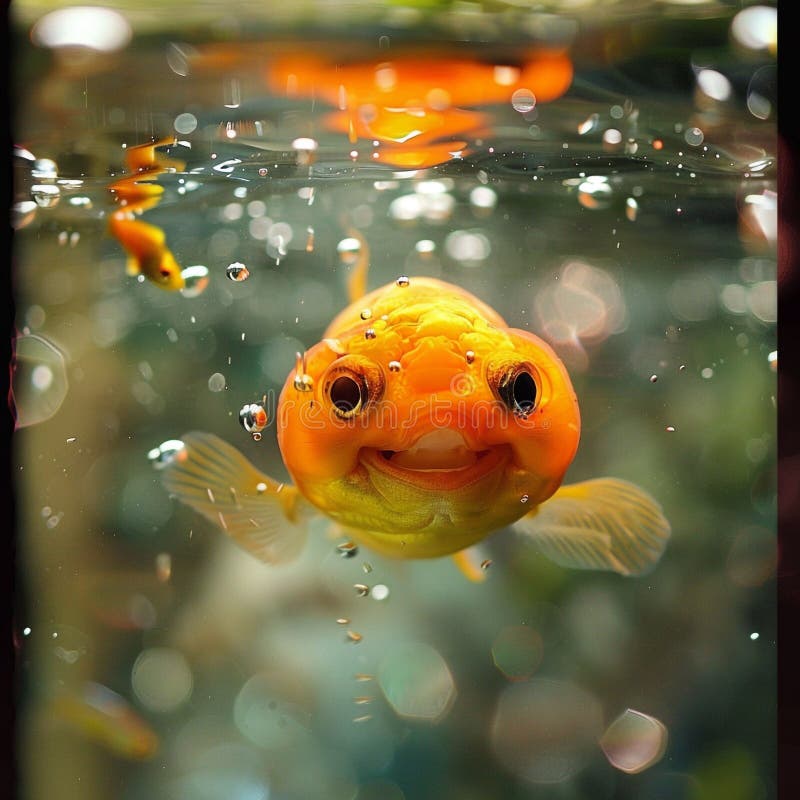 Smiley Face Playing with Guppy in Water Stock Illustration ...