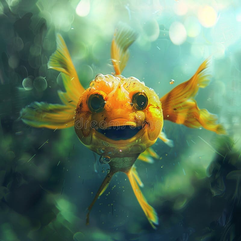 Smiley Face Playing with Guppy in Water Stock Illustration ...