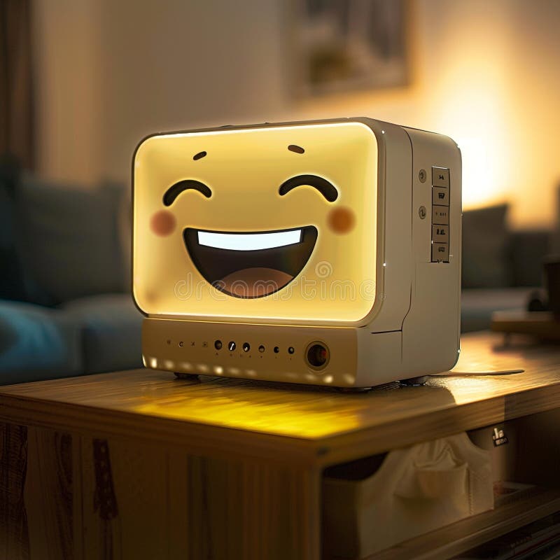 Smiley Face Presenting Slideshow with Projector Stock Illustration ...