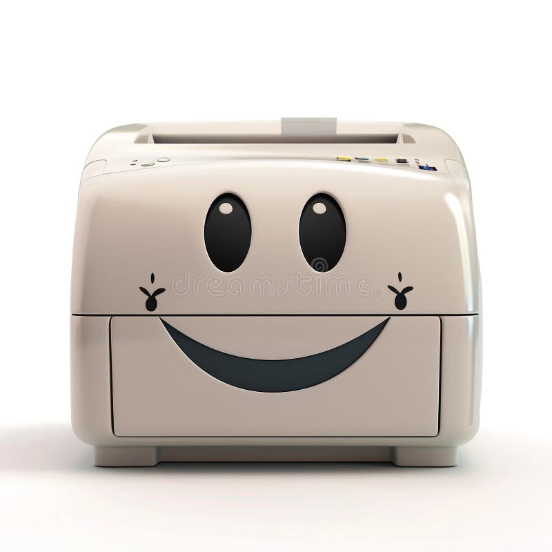 Smiley Face Printing Documents with a Printer Stock Illustration ...