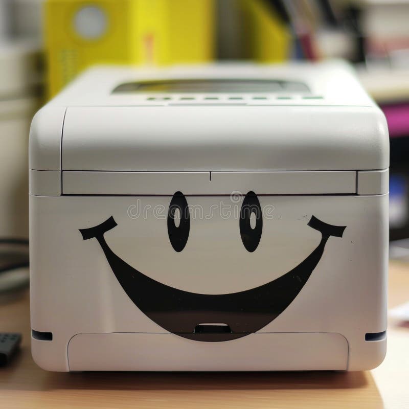 Smiley Face Printing Documents with a Printer Stock Illustration ...