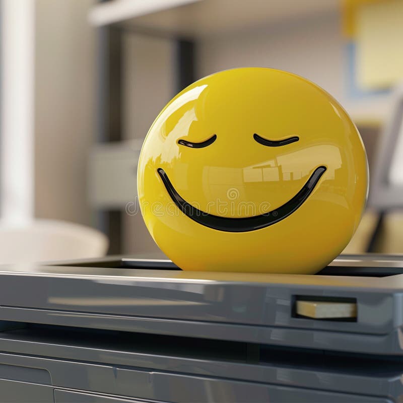 Smiley Face Printing Documents with a Printer Stock Illustration ...