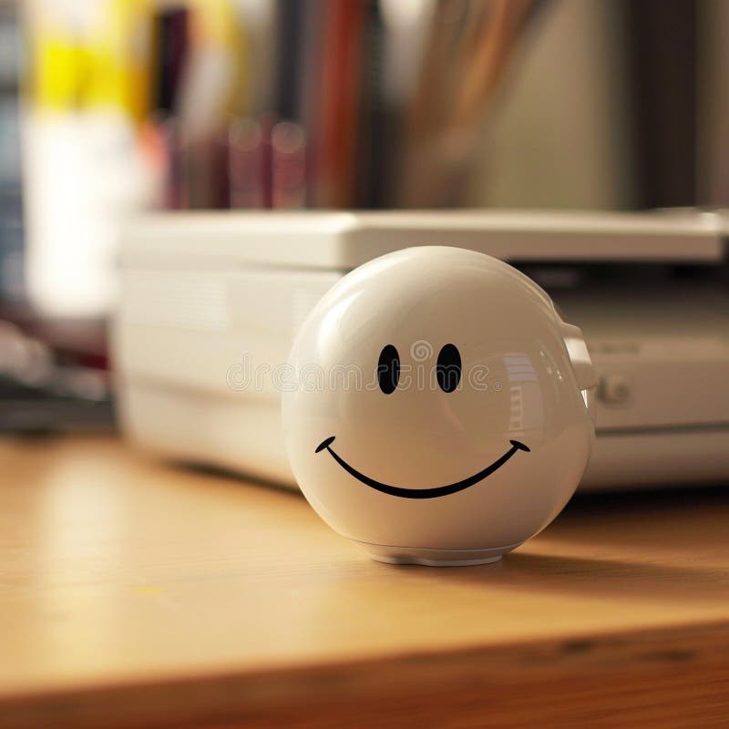 Smiley Face Printing Documents with a Printer Stock Illustration ...