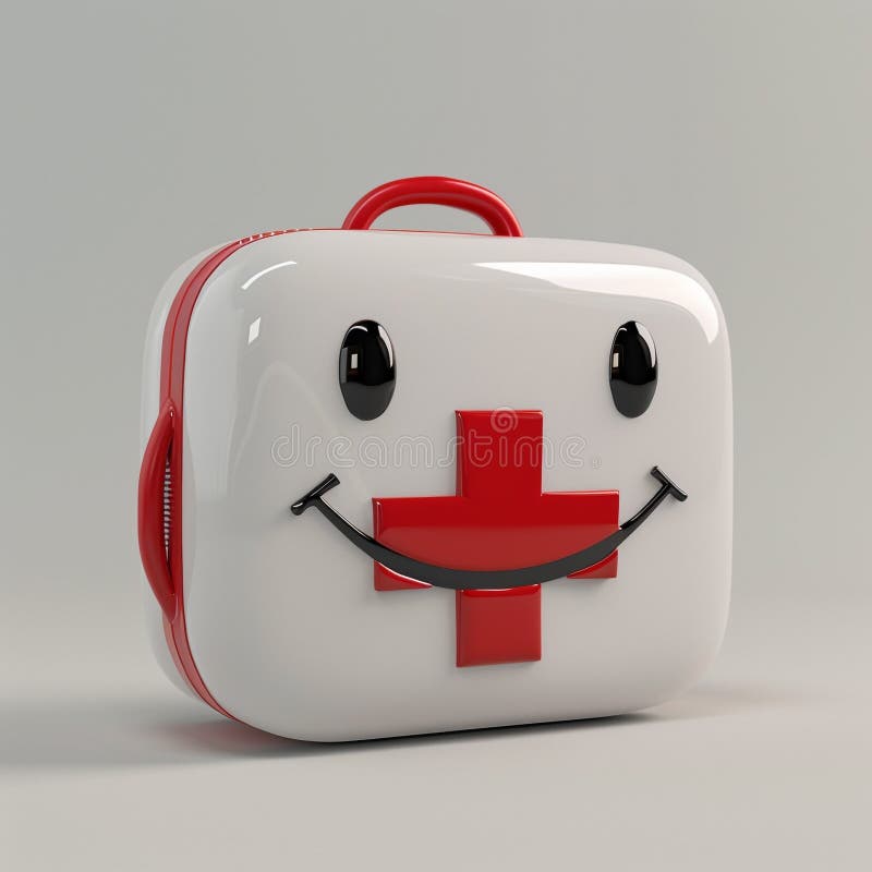 Smiley Face Providing Medical Assistance with First Aid Kit Stock ...