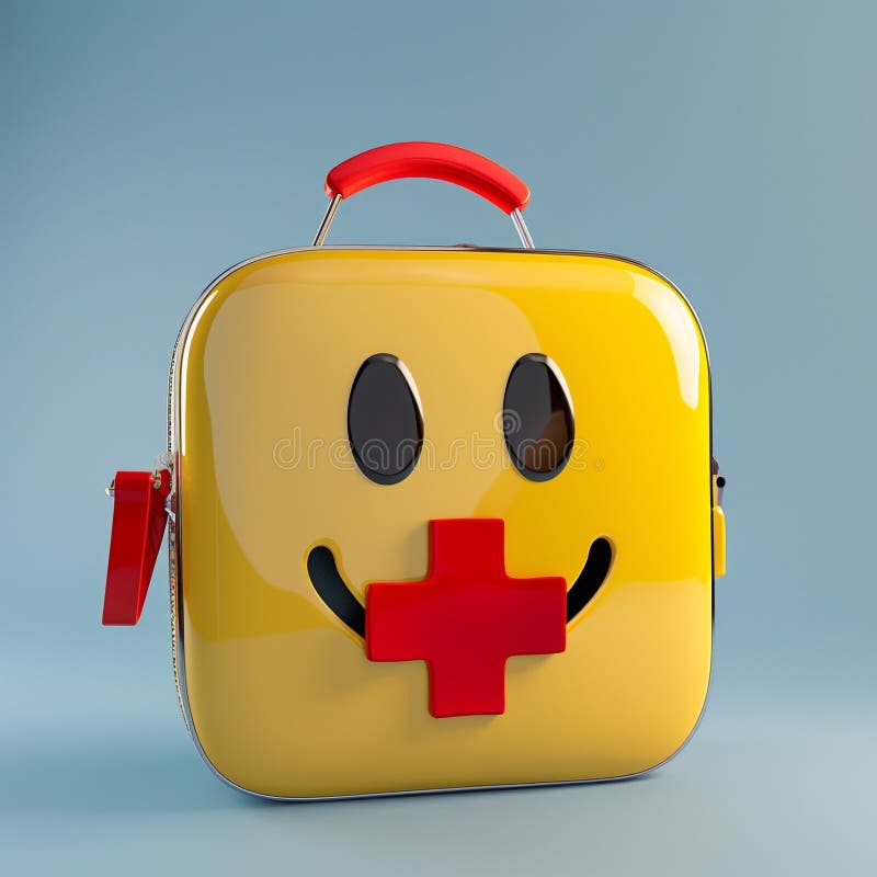 Smiley Face Providing Medical Assistance with First Aid Kit Stock ...