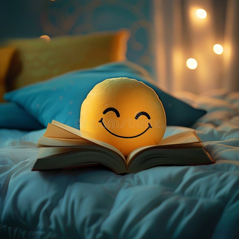 Smiley Face Reading Bedtime Story with a Book Stock Illustration ...