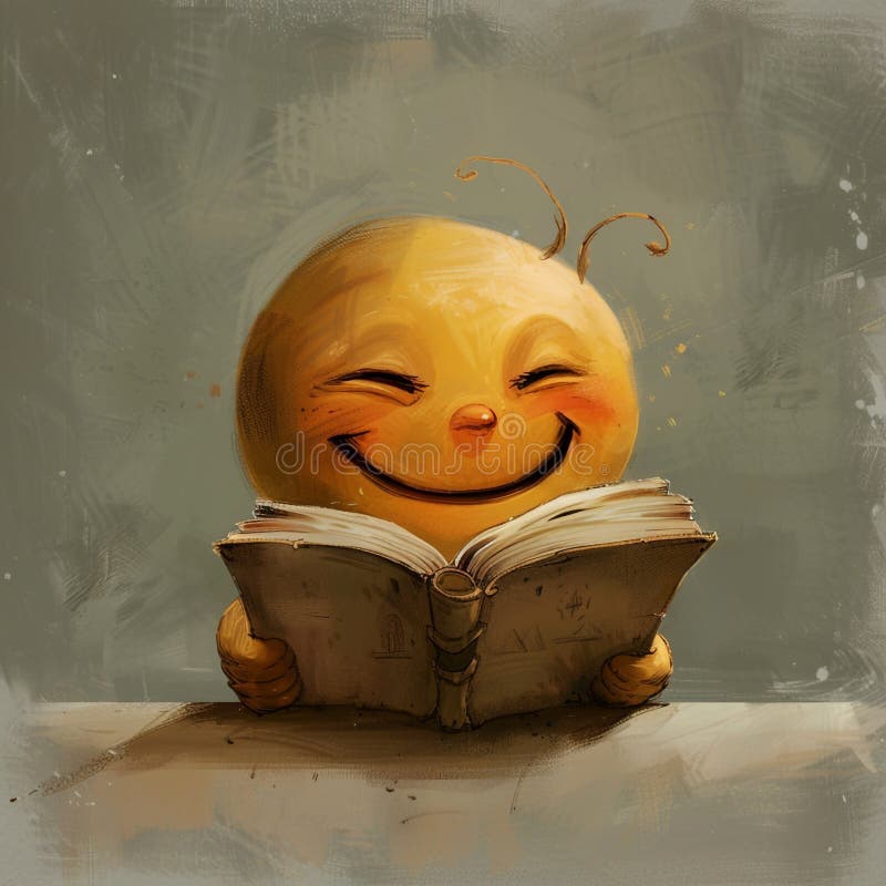 Smiley Face Reading Bedtime Story with a Book Stock Illustration ...