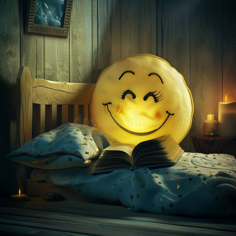 Smiley Face Reading Bedtime Story with a Book Stock Illustration ...