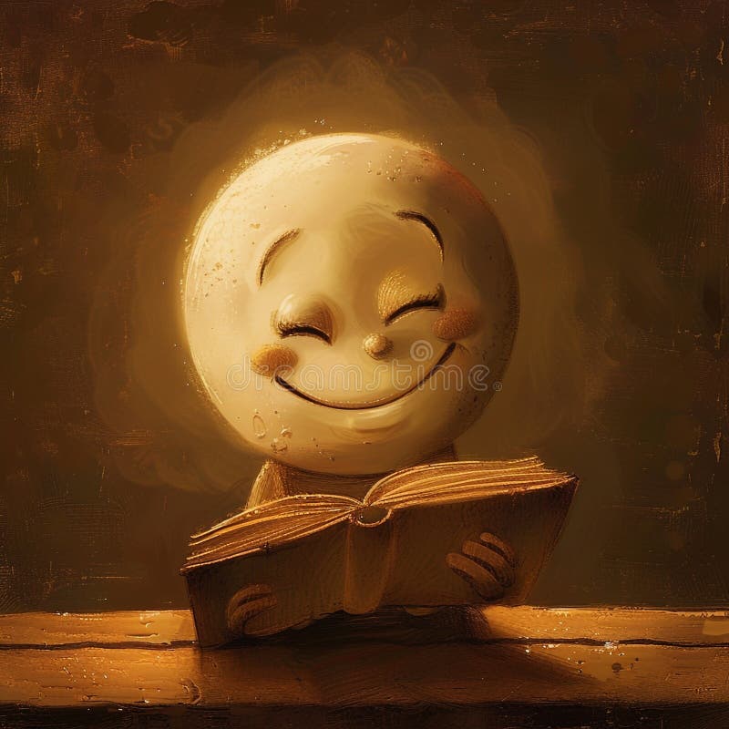 Smiley Face Reading a Book about Learning Stock Illustration ...