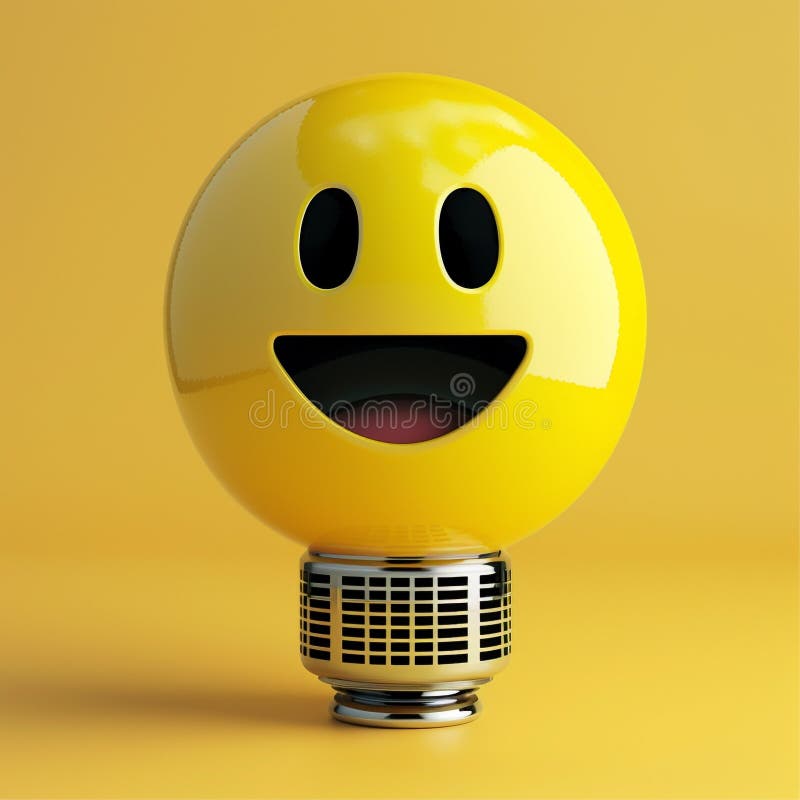 Smiley Face Recording Podcast with Microphone Stock Illustration ...