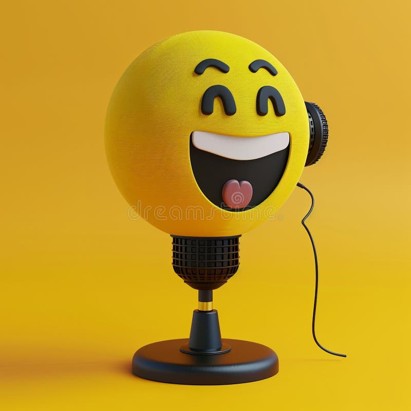 Smiley Face Recording Podcast with Microphone Stock Illustration ...