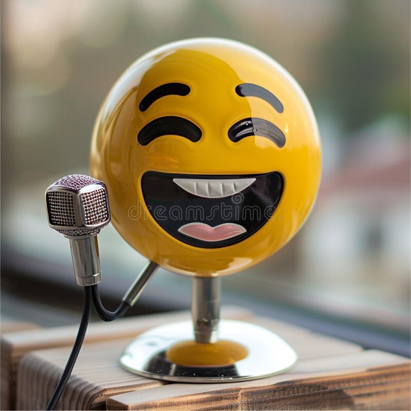 Smiley Face Recording Podcast with Microphone Stock Illustration ...