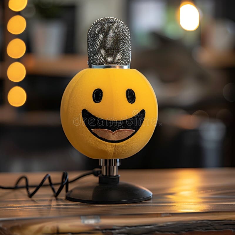 Smiley Face Recording Podcast with Microphone Stock Illustration ...