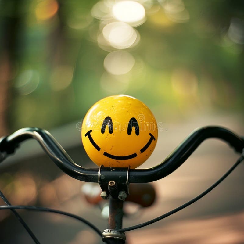 Smiley Face Riding Bicycle Outdoors Stock Illustration - Illustration ...