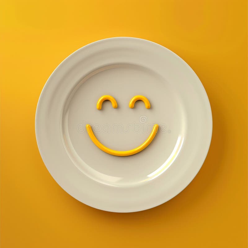 Smiley Face Serving Delicious Meal on a Plate Stock Illustration ...