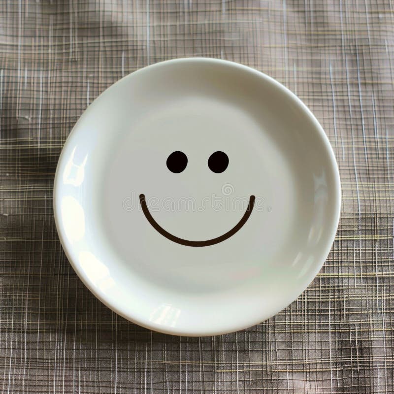 Smiley Face Serving Delicious Meal on a Plate Stock Illustration ...