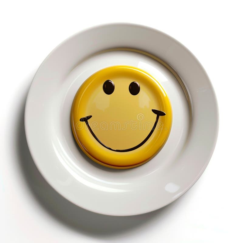 Smiley Face Serving Delicious Meal on a Plate Stock Illustration ...