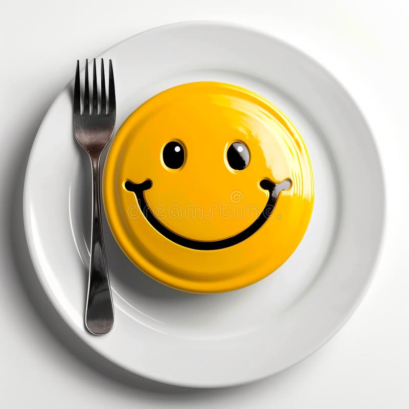 Smiley Face Serving Delicious Meal on a Plate Stock Illustration ...