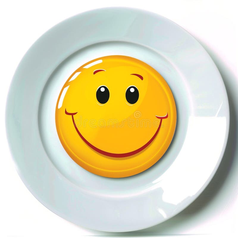Smiley Face Serving Delicious Meal on a Plate Stock Illustration ...