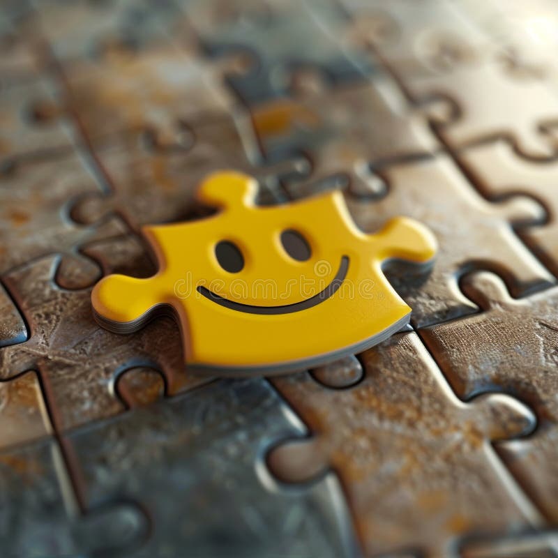 Smiley Face Solving Jigsaw Puzzle Stock Illustration - Illustration of ...