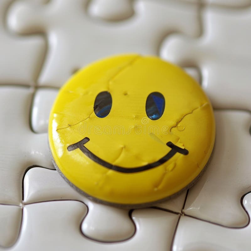 Smiley Face Solving Jigsaw Puzzle Stock Illustration - Illustration of ...