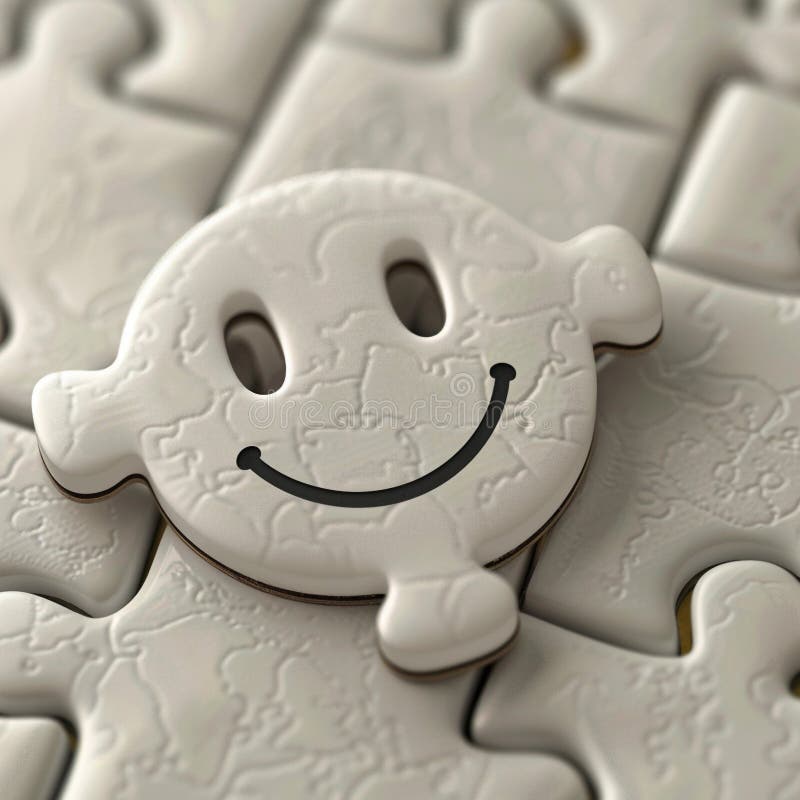 Smiley Face Solving Jigsaw Puzzle Stock Illustration - Illustration of ...