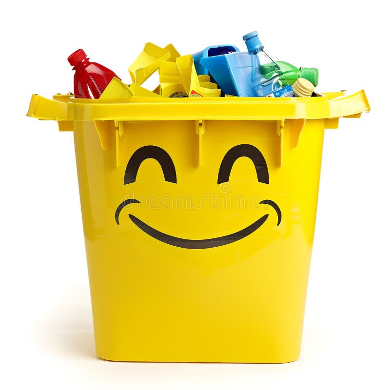 Smiley Face Sorting Recyclables in a Recycling Bin Stock Illustration ...