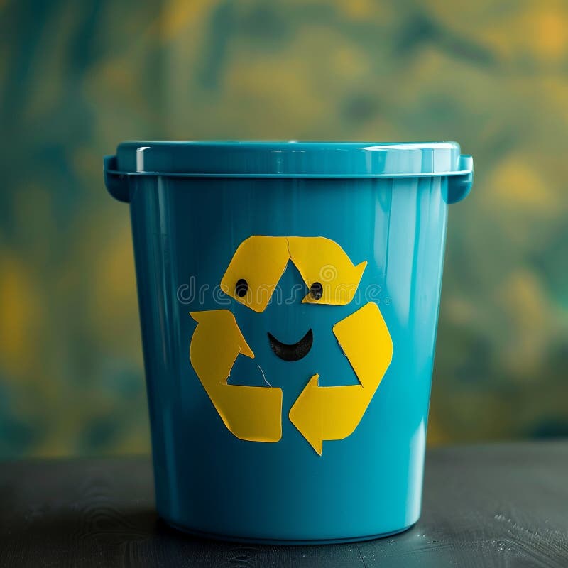 Smiley Face Sorting Recyclables in a Recycling Bin Stock Illustration ...