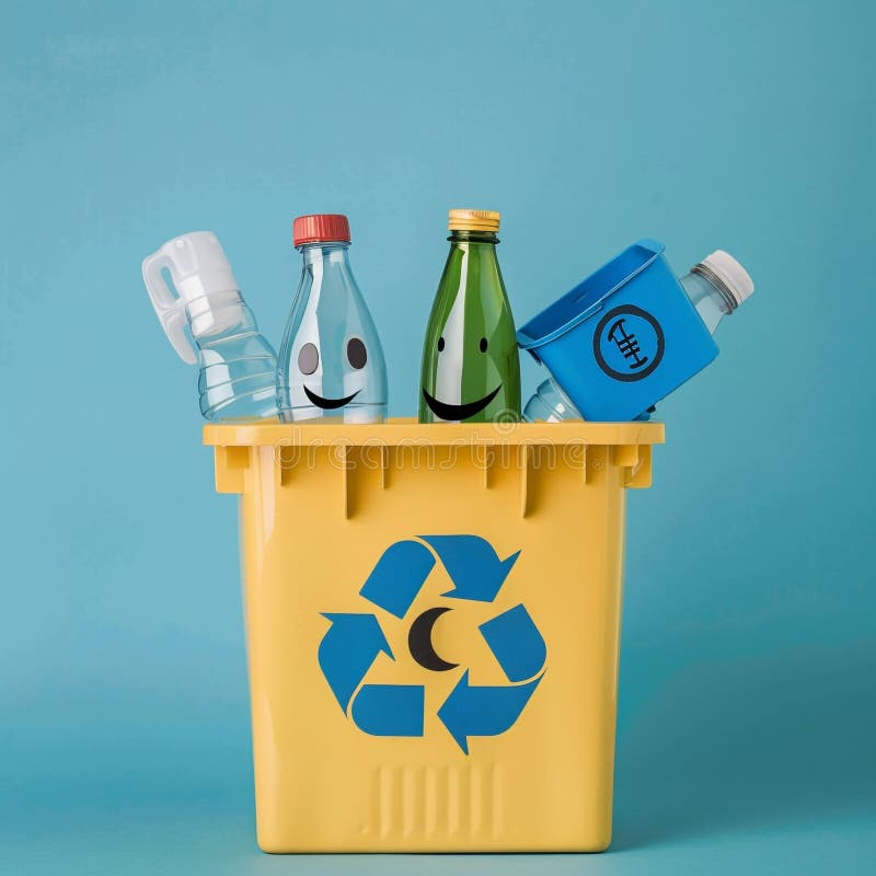 Smiley Face Sorting Recyclables in a Recycling Bin Stock Illustration ...