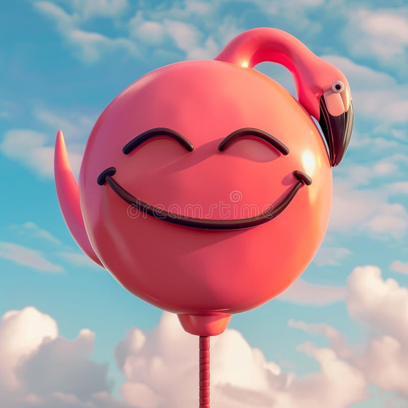 Smiley Face Standing with Flamingo on One Leg Stock Illustration ...