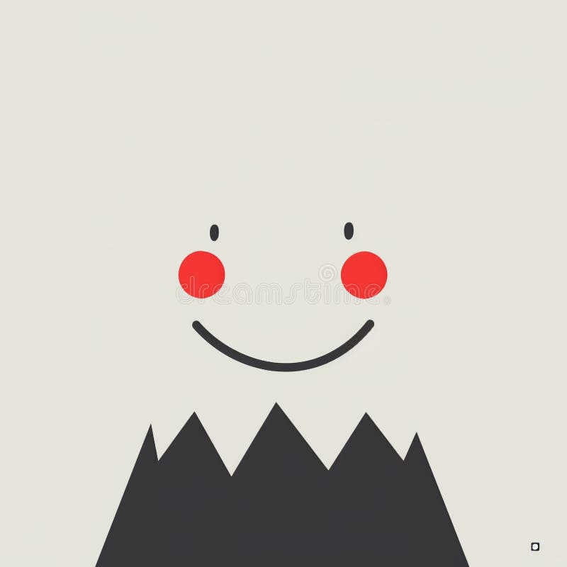 Smiley Face Standing in Front of a Mountain Stock Illustration ...