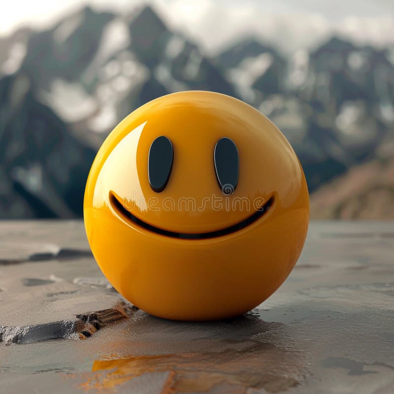 Smiley Face Standing in Front of a Mountain Stock Illustration ...
