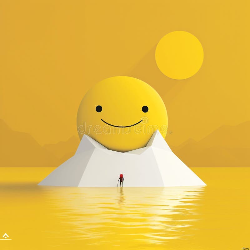 Smiley Face Standing in Front of a Mountain Stock Illustration ...