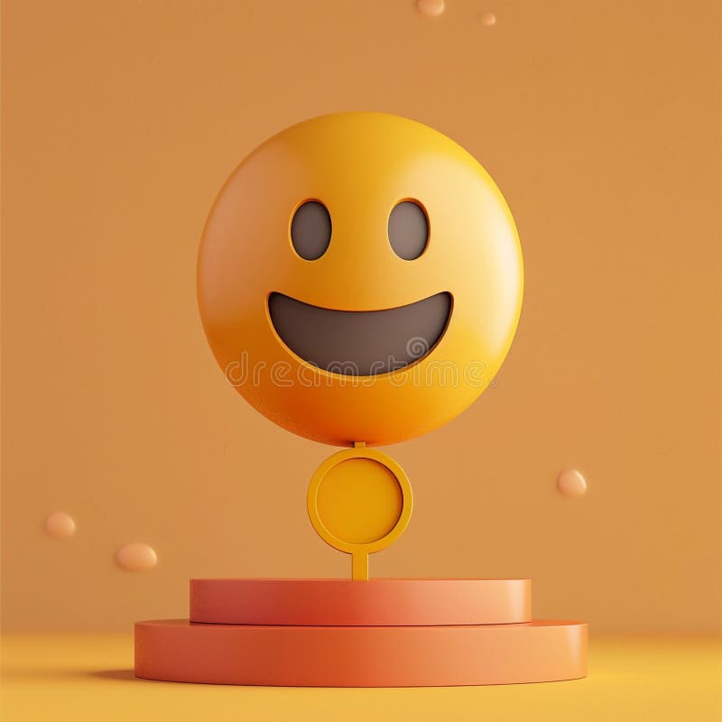 Smiley Face Standing on Winner S Podium with Medal Stock Illustration ...