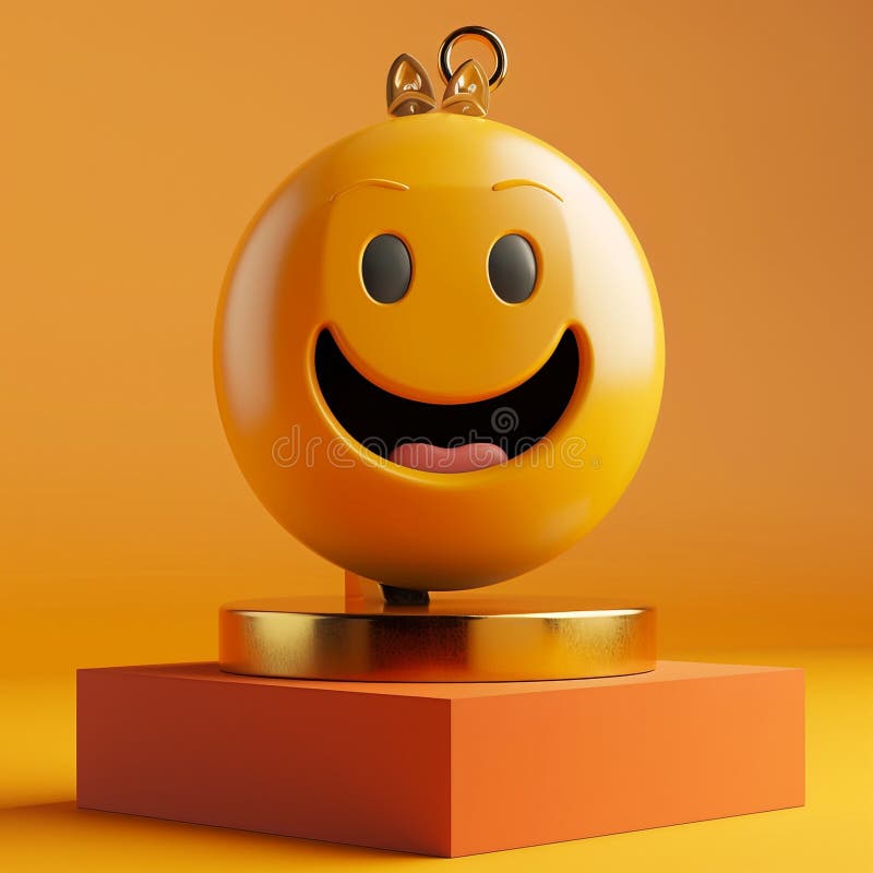 Smiley Face Standing on Winner S Podium with Medal Stock Illustration ...