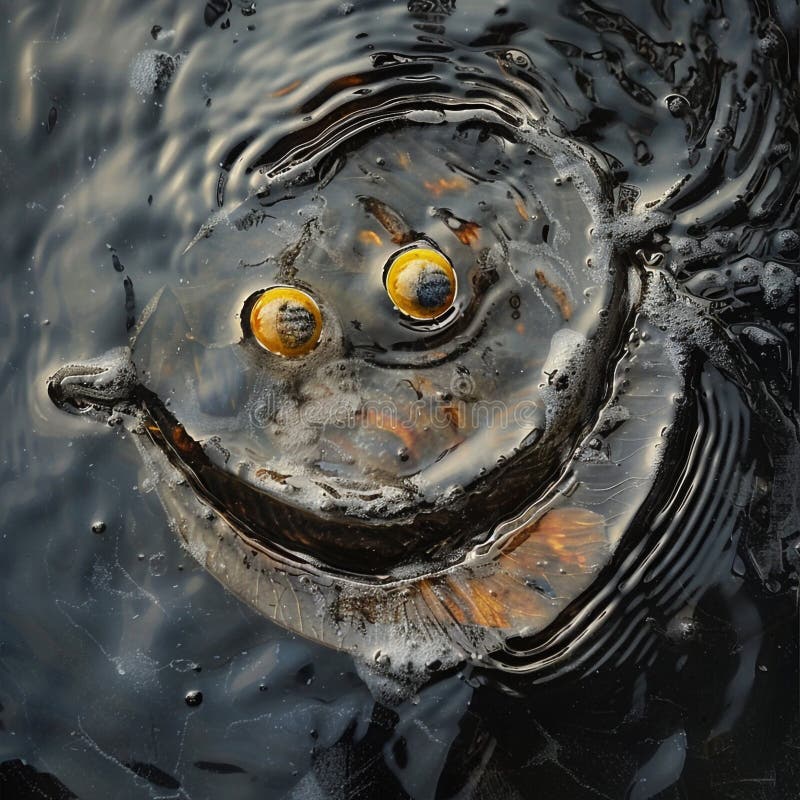 Smiley Face Swimming with Herring in Water Stock Illustration ...