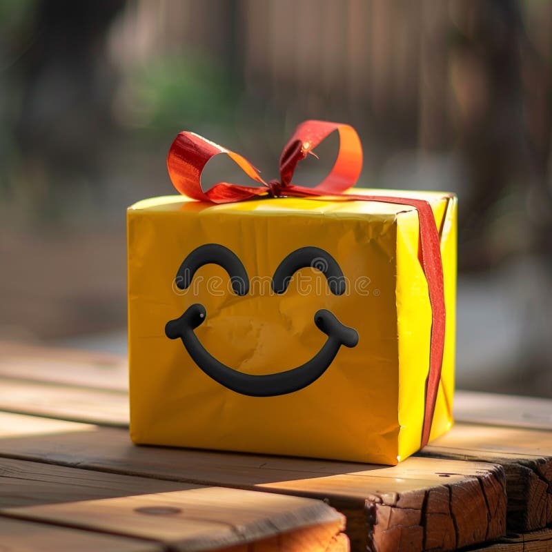 Smiley Face Unwrapping Gift Box Stock Illustration - Illustration of ...