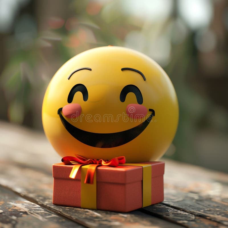 Smiley Face Unwrapping Gift Box Stock Illustration - Illustration of ...