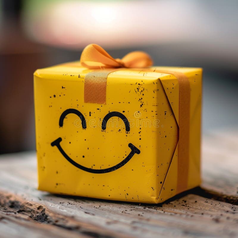 Smiley Face Unwrapping Gift Box Stock Illustration - Illustration of ...