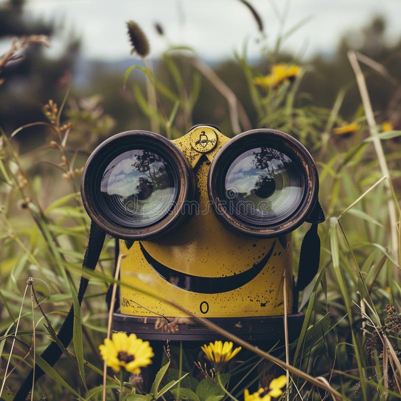 Smiley Face Using Binoculars Bird Watching in a Nature Reserve Stock ...