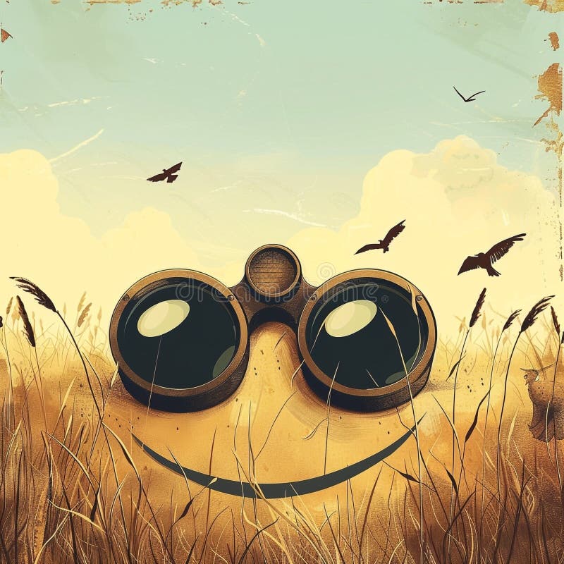 Smiley Face Using Binoculars Bird Watching in a Nature Reserve Stock ...