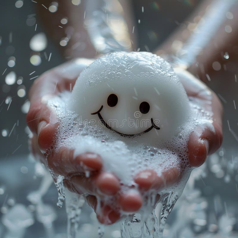 Smiley Face Washing Hands with Soap Stock Illustration - Illustration ...