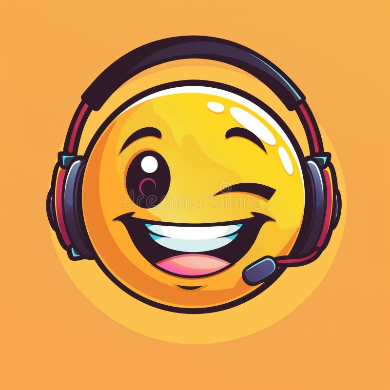 Smiley Face Wearing Headset Gaming Online Stock Illustration ...