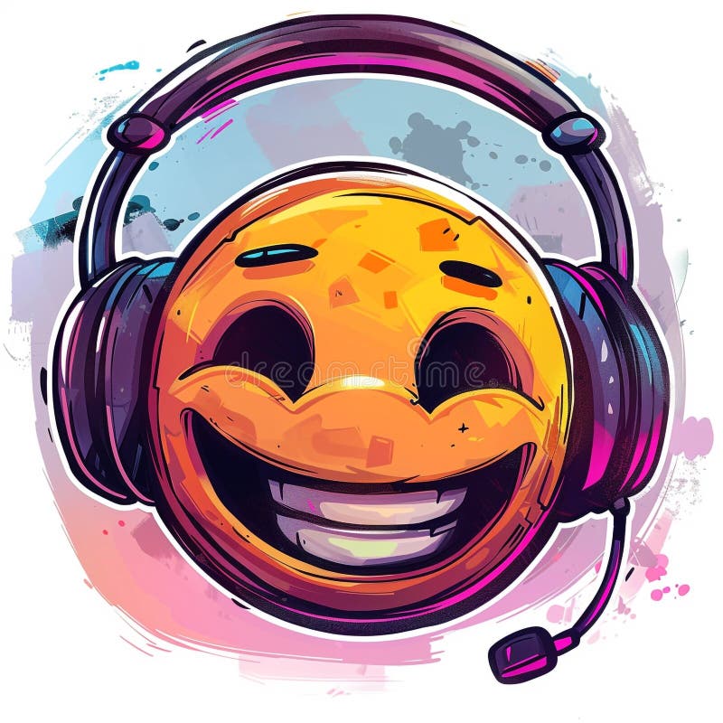Smiley Face Wearing Headset Gaming Online Stock Illustration ...